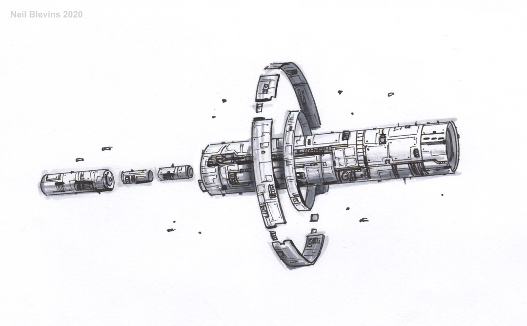 Space Station Pencil Drawings