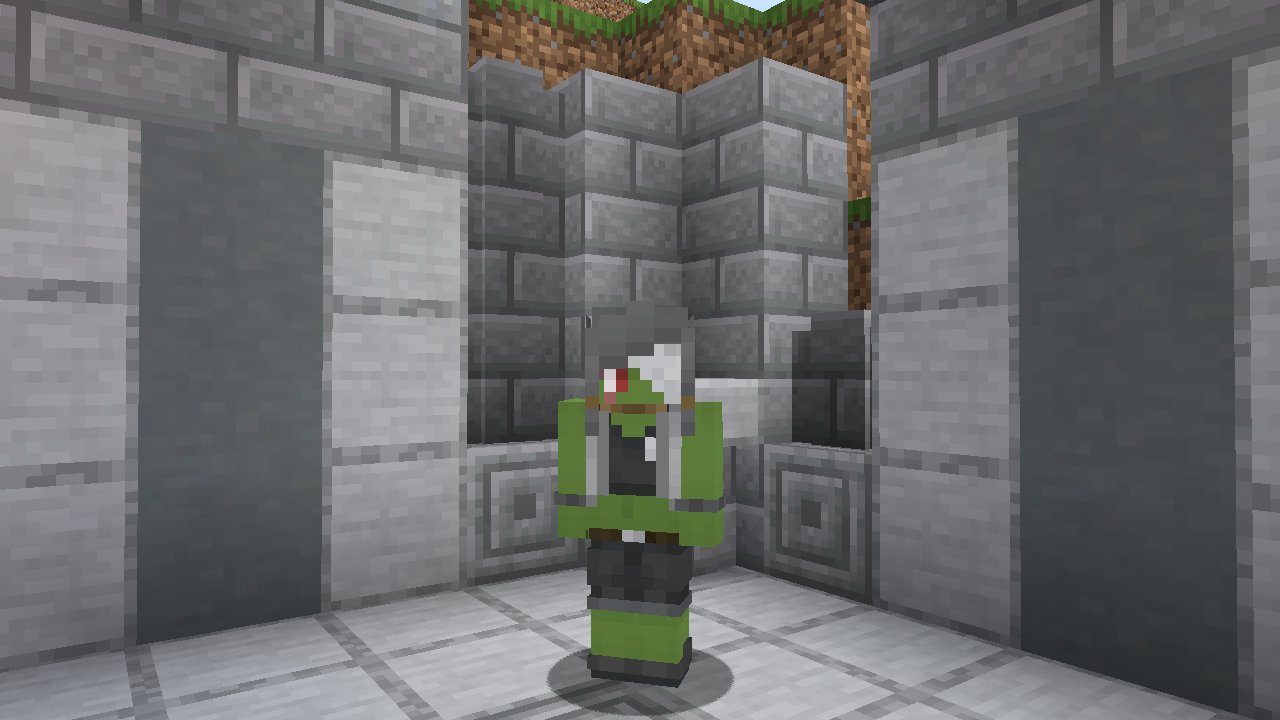 Chuzume on Twitter: "明日使えない豆知識: 私のスキンは、ダンジョンメーカーの動画の辺りから髪が立体になってます。OptiFineはこういうこともできるんです。…