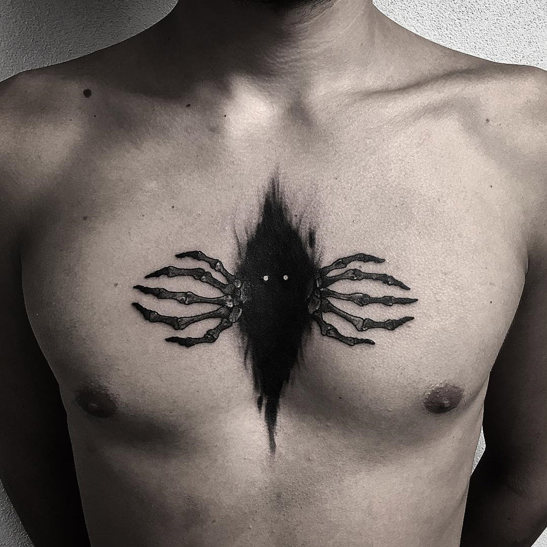 Good Vs Evil Chest Tattoos