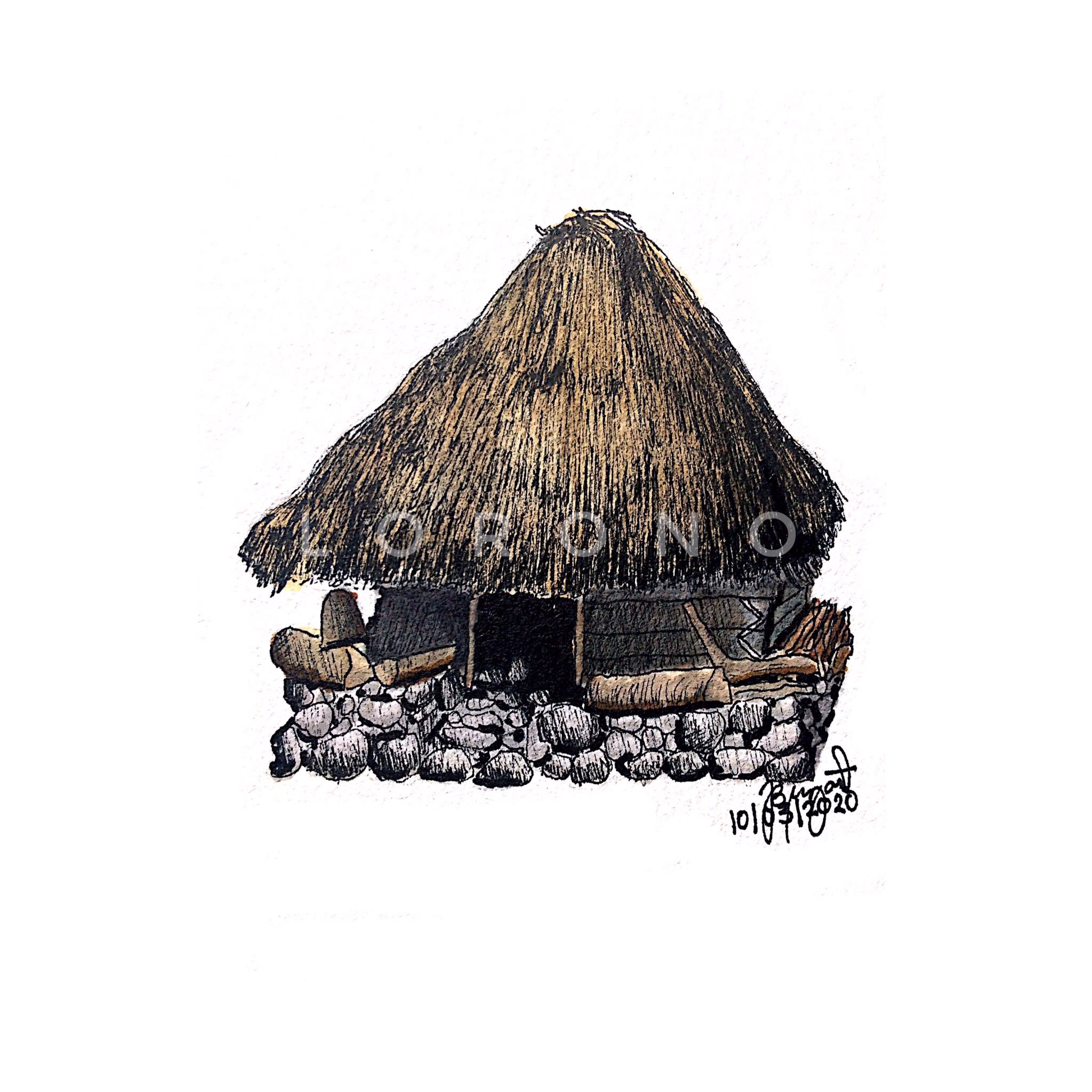 African Hut Drawing