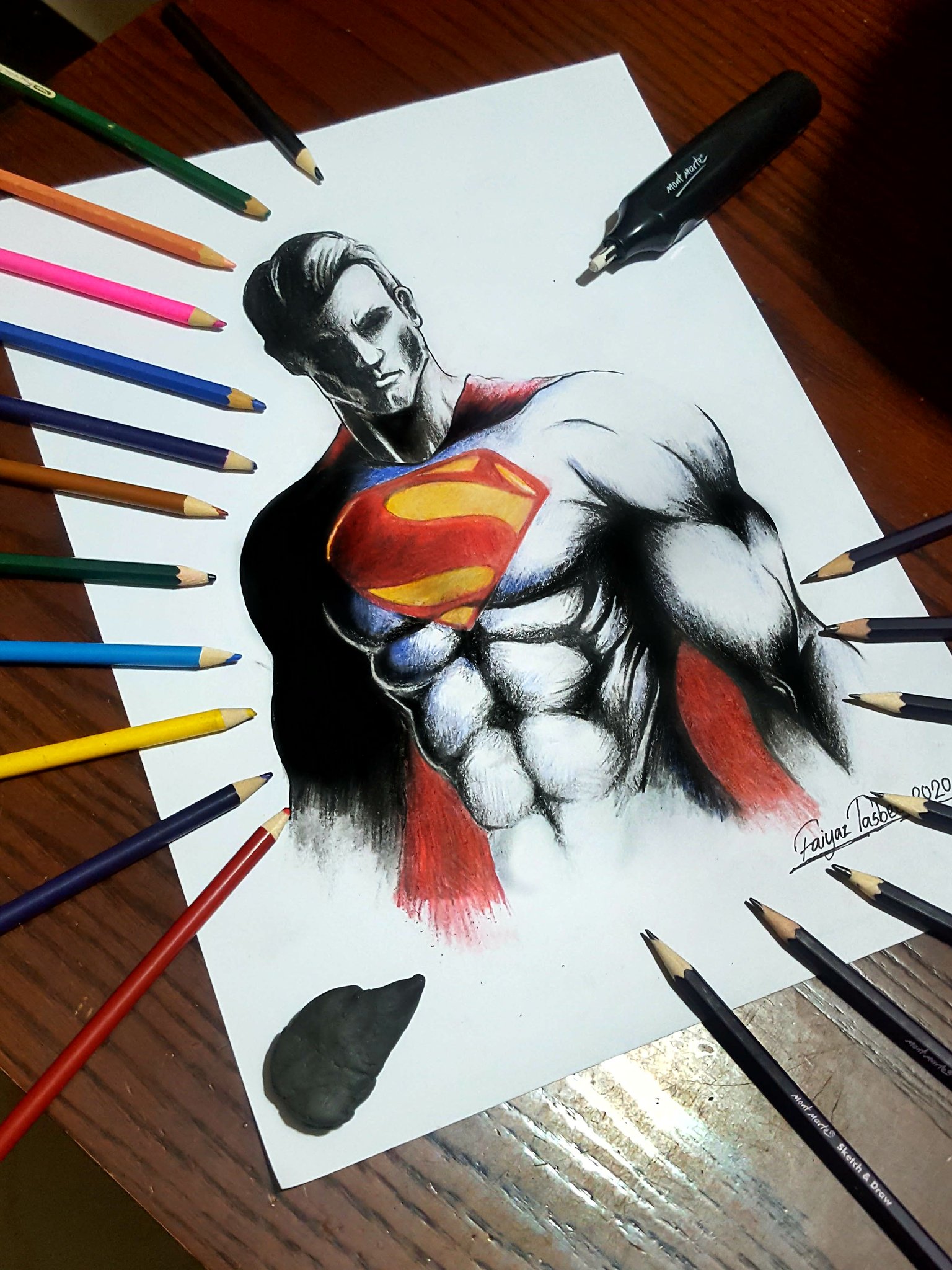 Superman Drawing In Color