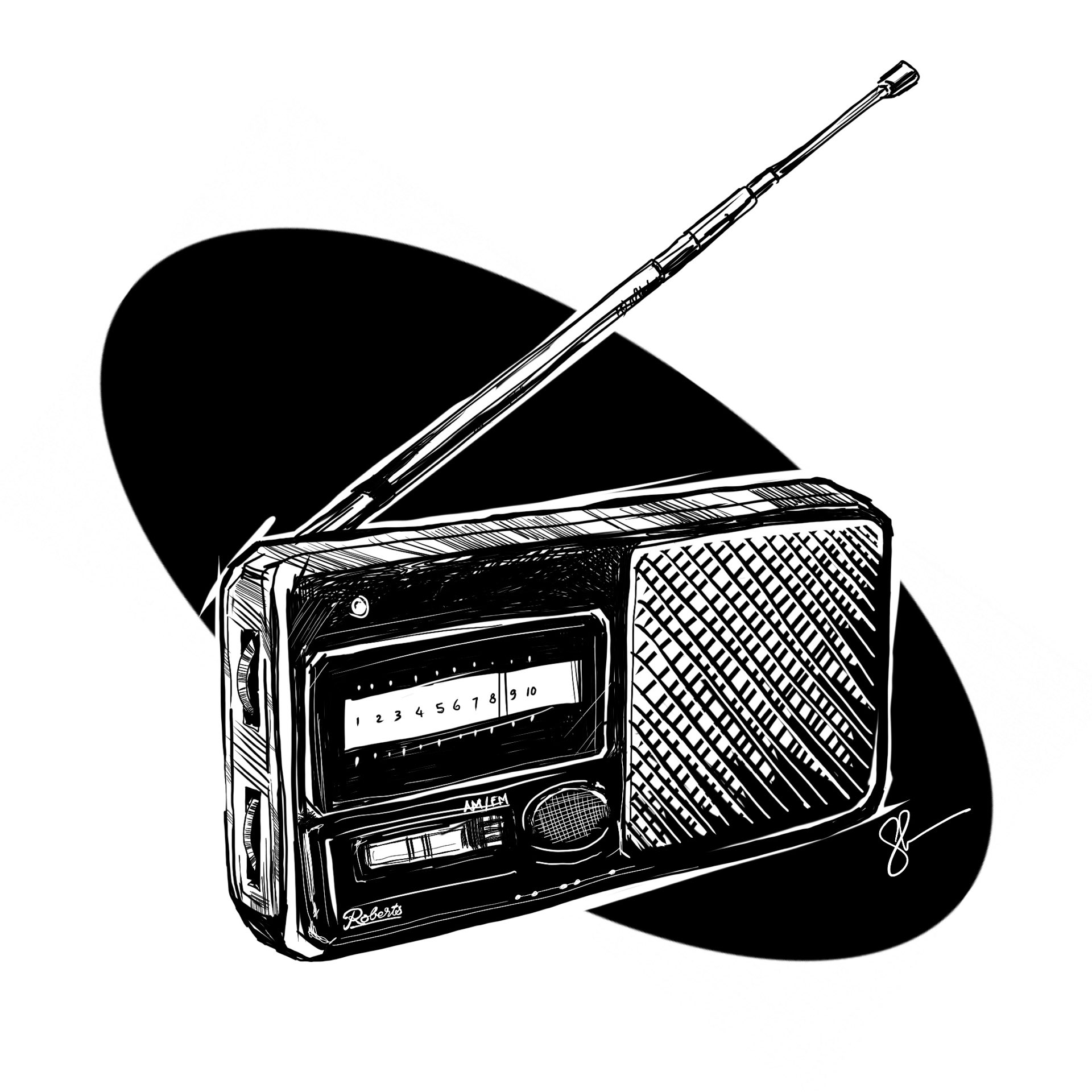 Old Radio Pencil Drawing