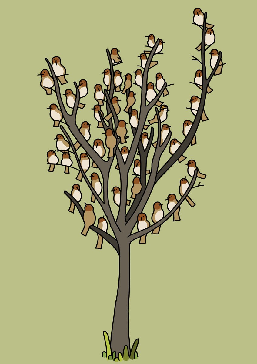 「朝の散歩中に豊作のすずめの木に出会いました 」|gozz/ごず🏝のイラスト