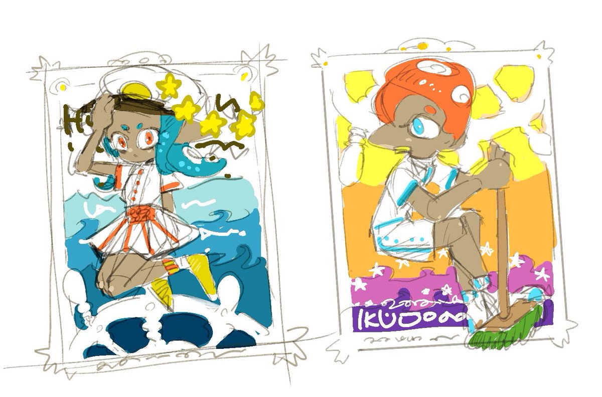 octoling 1girl 1boy dark skin tentacle hair hat octarian blue eyes ...