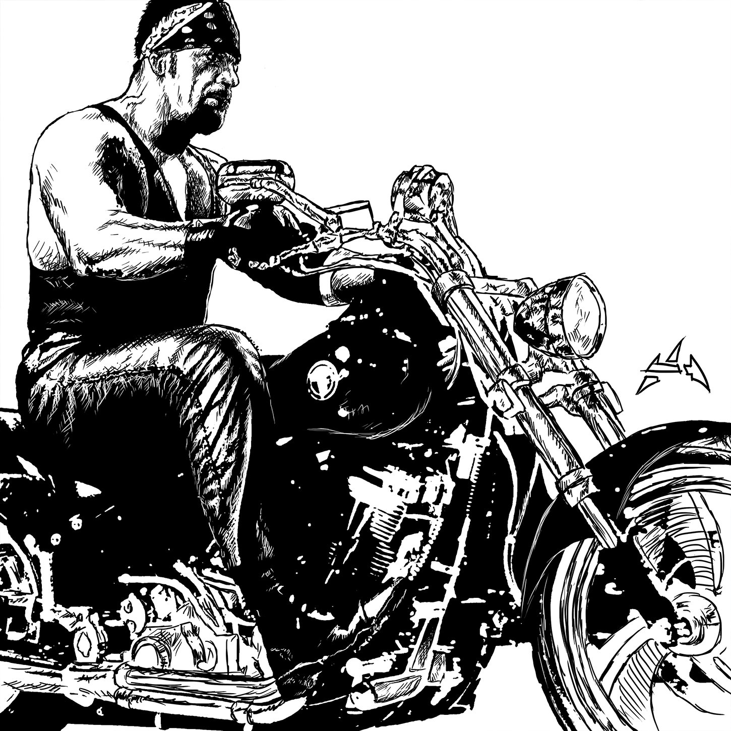 Undertaker On His Motorcycle