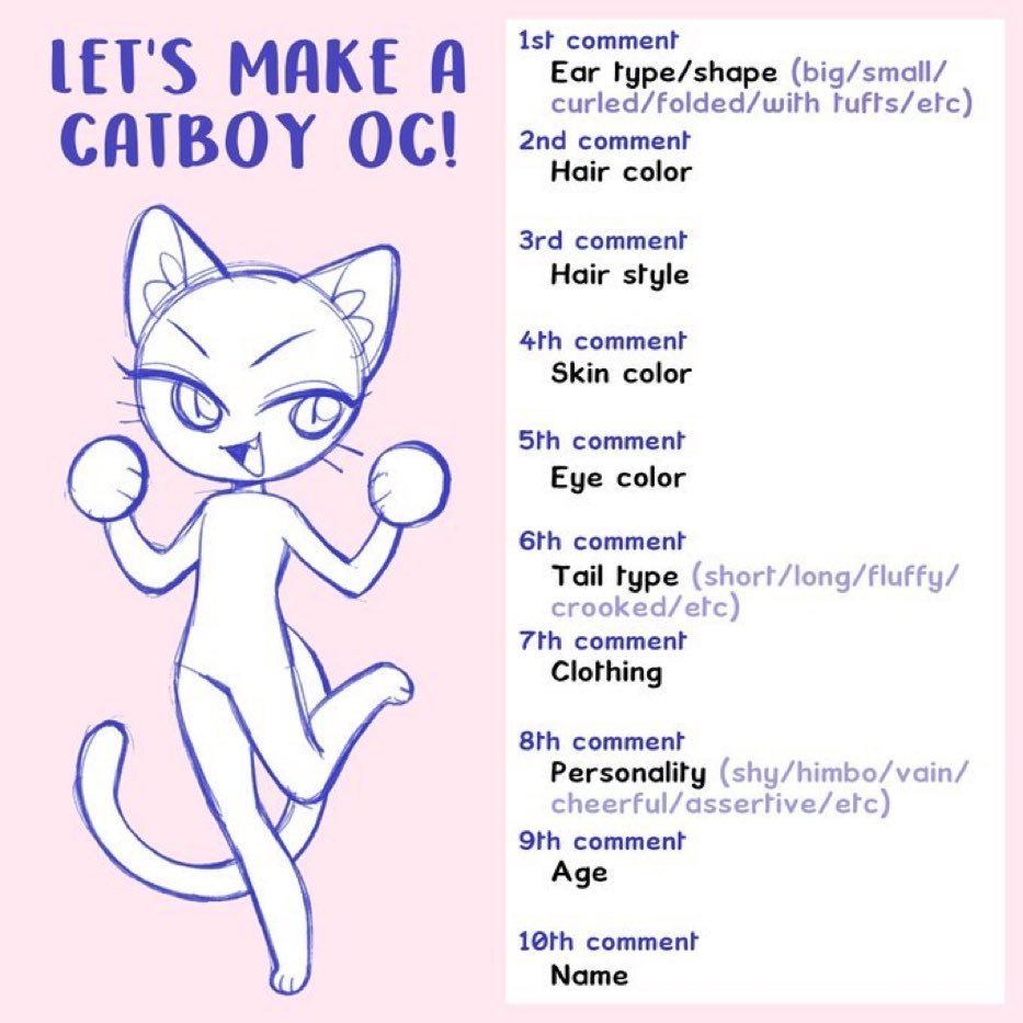 teco on Twitter: "WAIT!! before my birthday ends lets make a catboy OC i can use to draw lewds ...