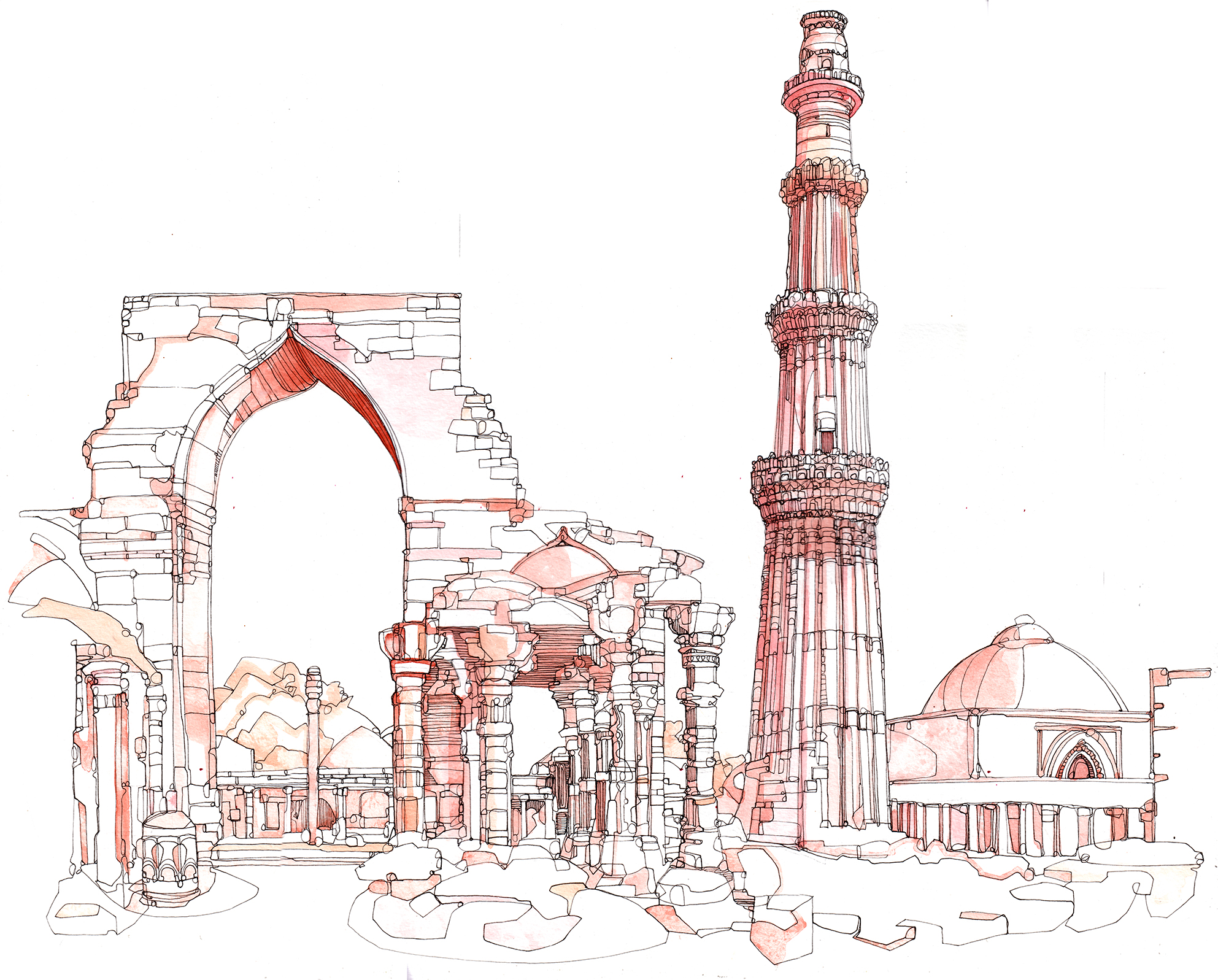 Qutub Complex Sketch