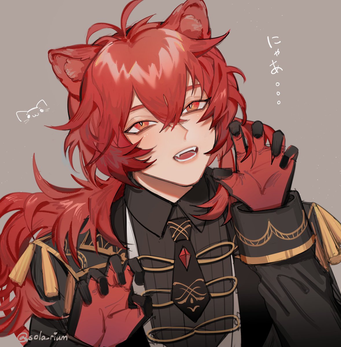 「diluc goes meow? 」|ʀɪᴜ@作業中のイラスト