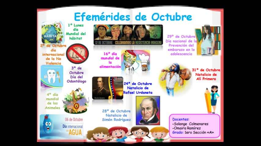 Escuela Palo Gordo on Twitter: "#Oct01 || Cartelera de Efemerides mes de Octubre, Diseño ...
