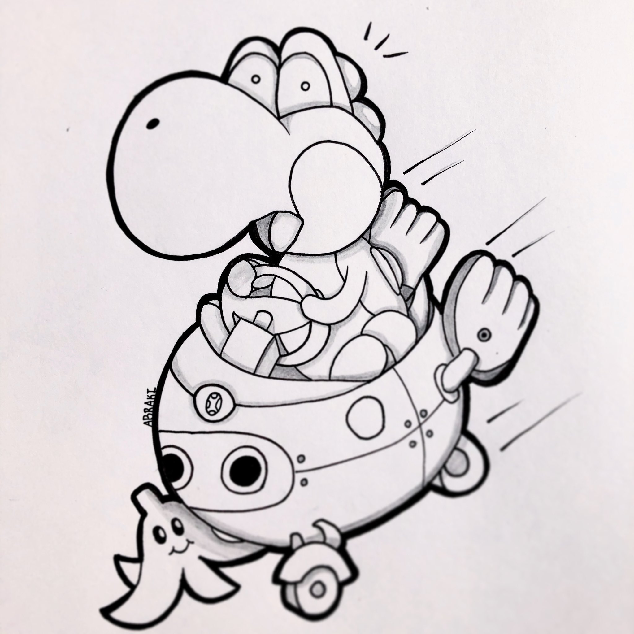 Mario And Yoshi Coloring Page