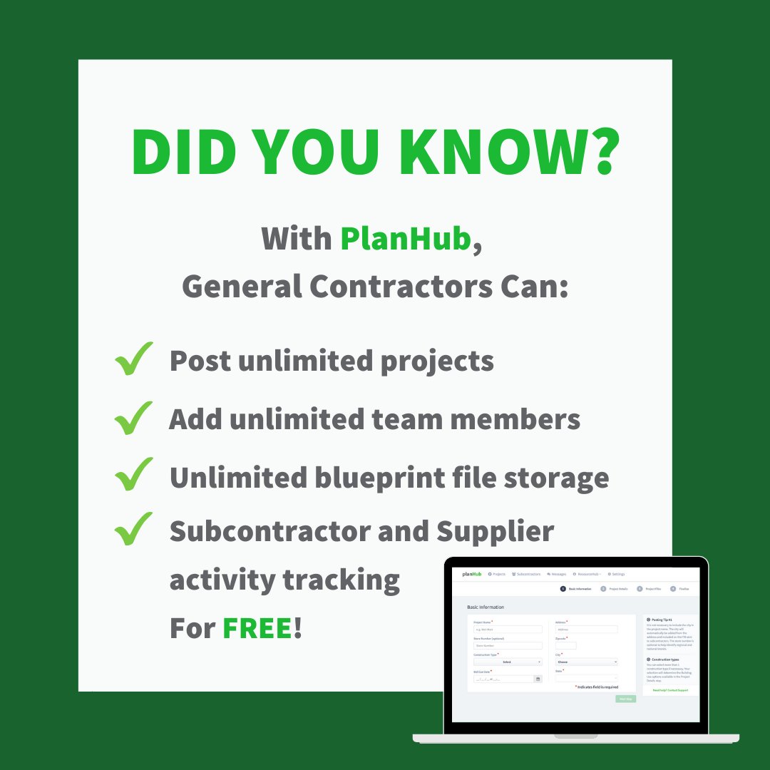 PlanHub on Twitter: "At PlanHub, our goal is to provide general contractors with a free system ...