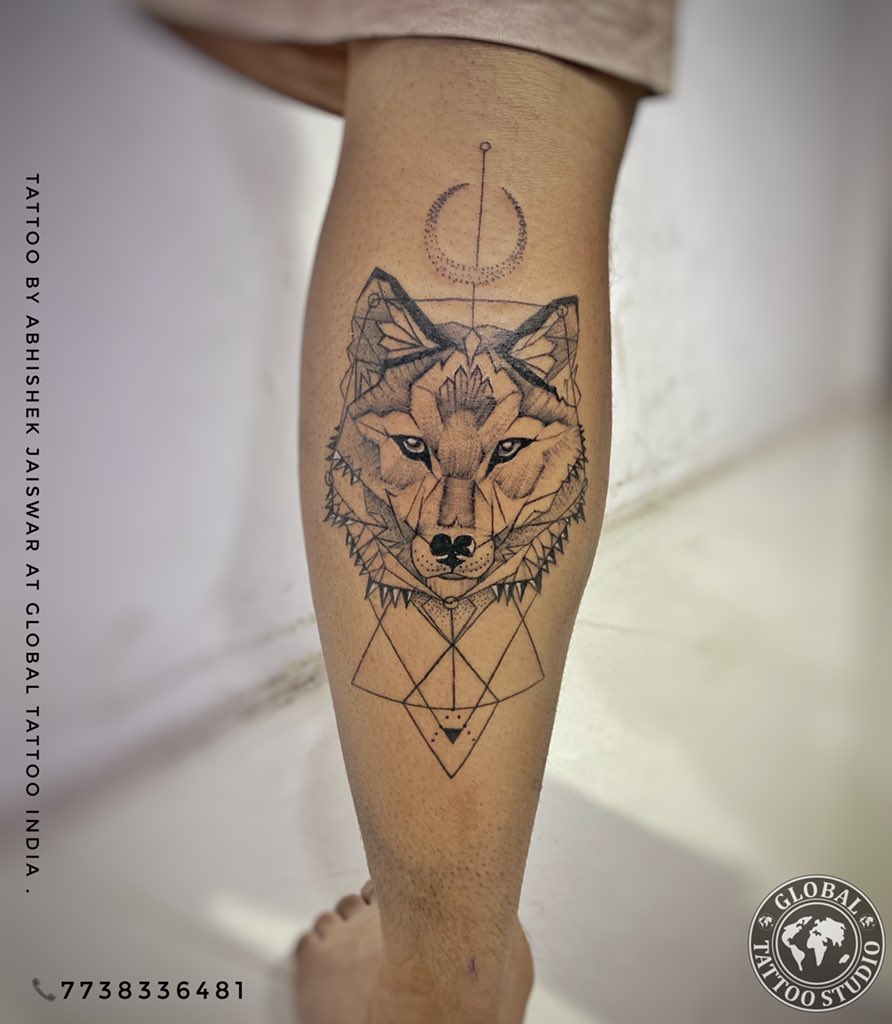 Geometric Wolf Tattoo