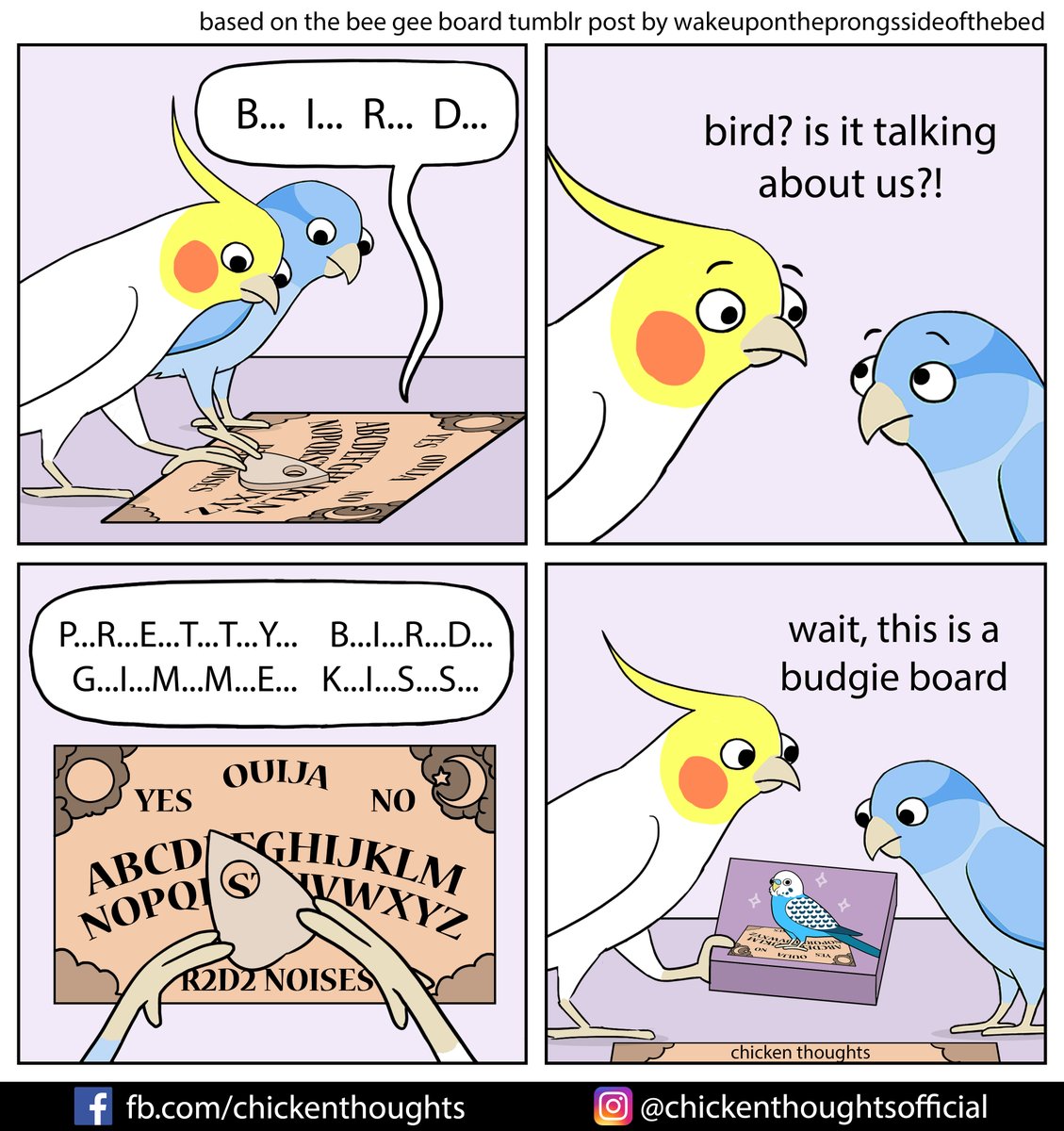 「Day 15: Budgie / Supernatural #birbtober」|Chicken Thoughtsの漫画