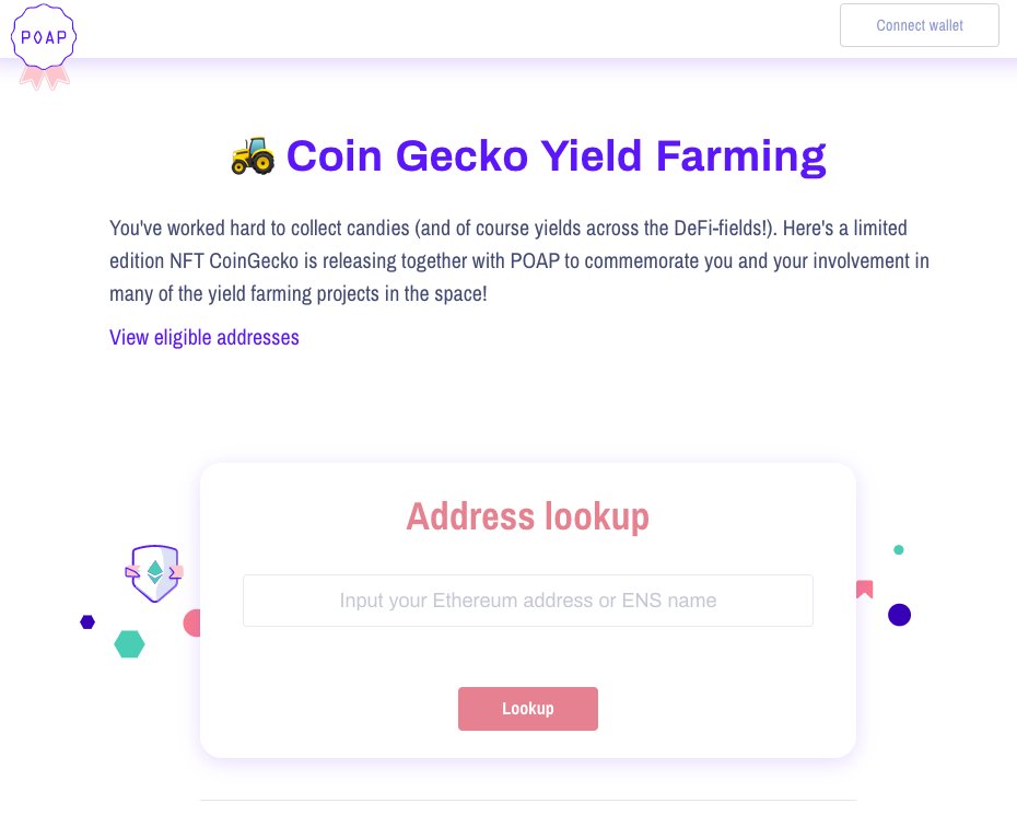 CoinGecko Japan on Twitter: "キャンディと引き換えにCoinGeckoのイールドファーマーNFTを獲得していた方は、ついにPOAPサイト上（https://t.co ...