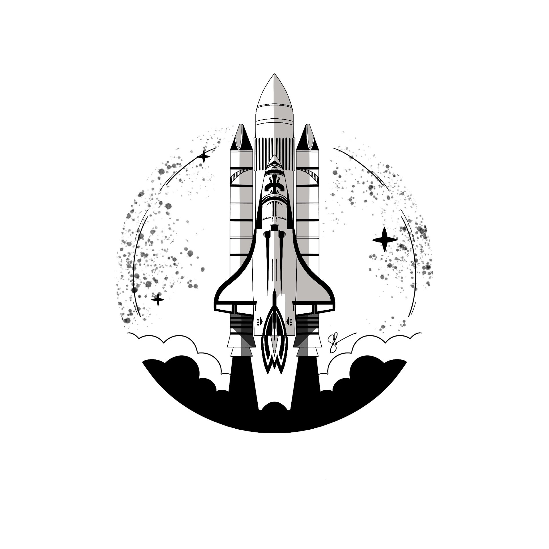 Silhouette Space Shuttle Lift Off