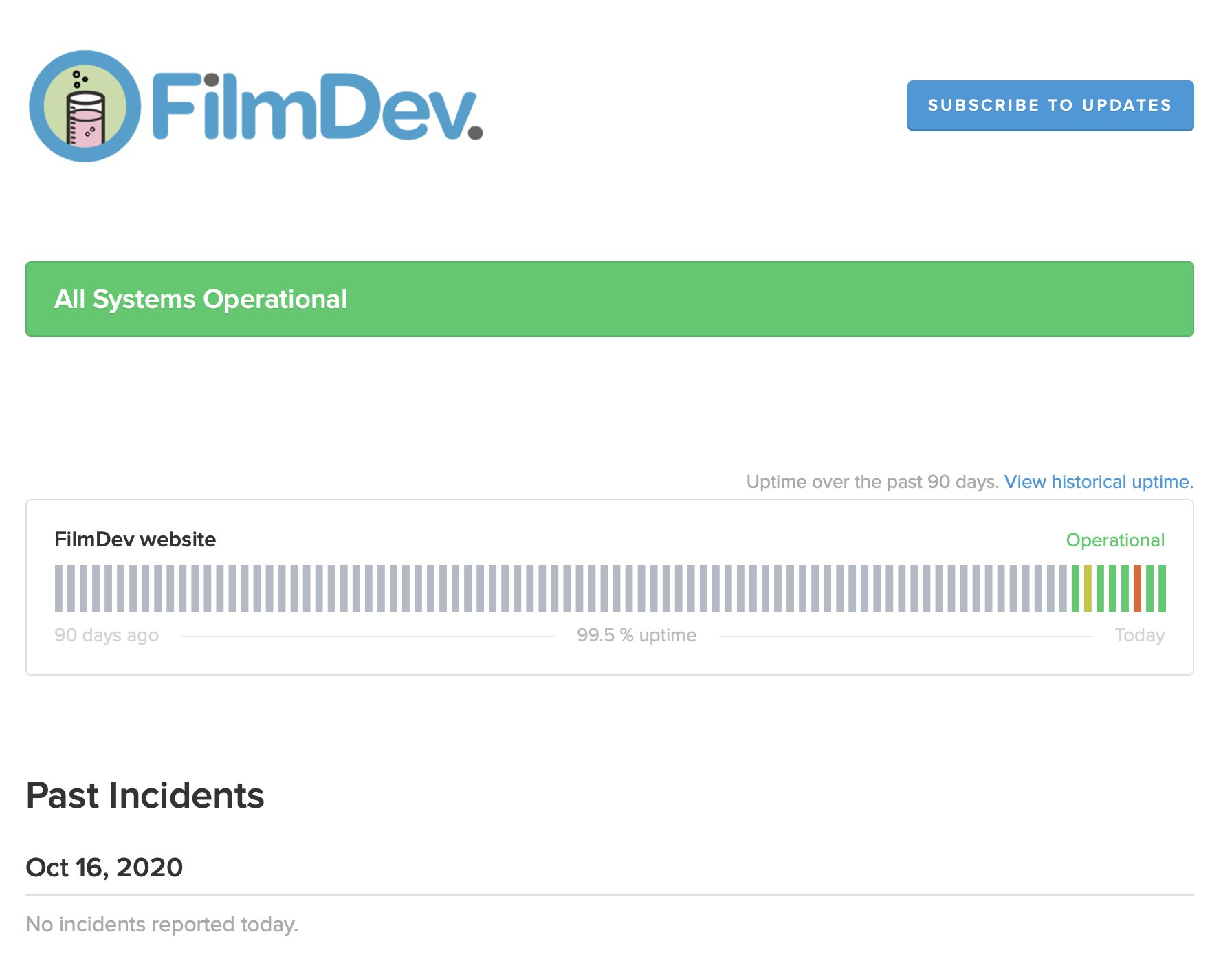 FilmDev on Twitter: "FilmDev now has a status page. https://t.co/9GvY3Mr702 #filmdev #statuspage ...