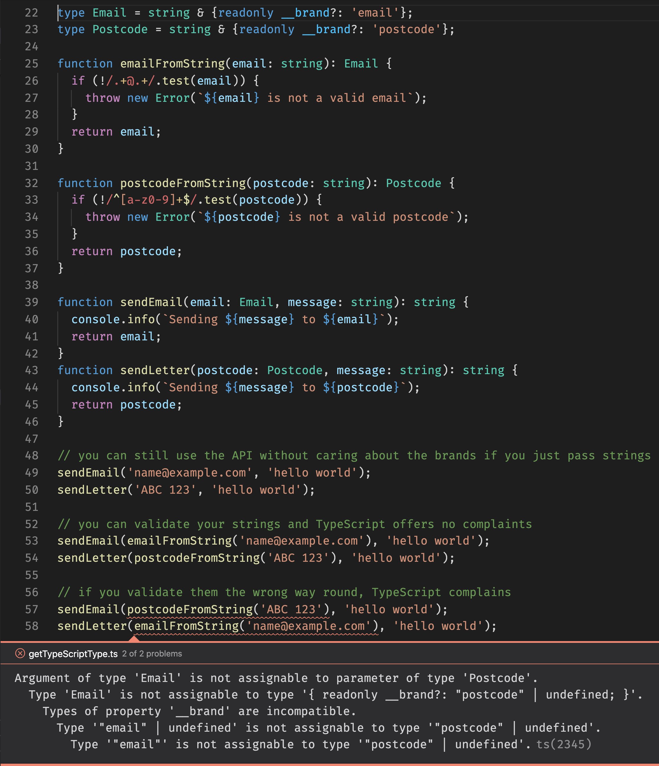 Forbes Lindesay on Twitter: "If you want TypeScript to complain when you just pass a string, you ...