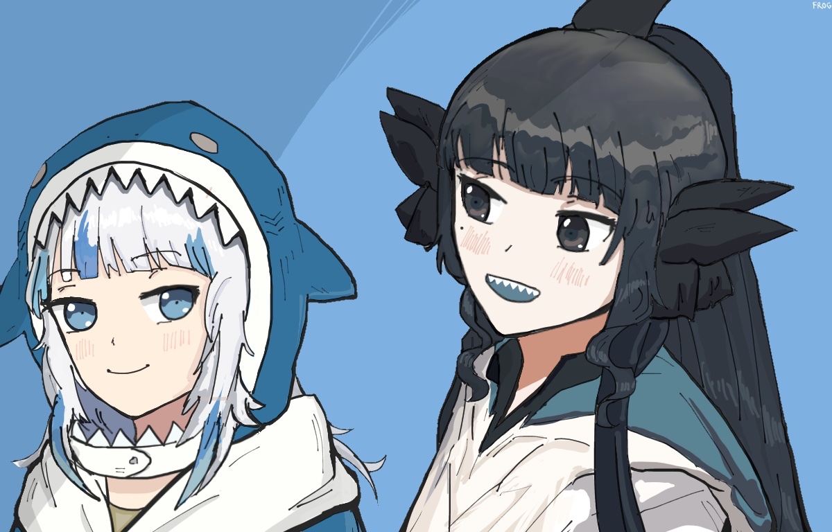 がうるぐら 「#ArtOfTheBlue #gawrt what did the shar」|frogのイラスト