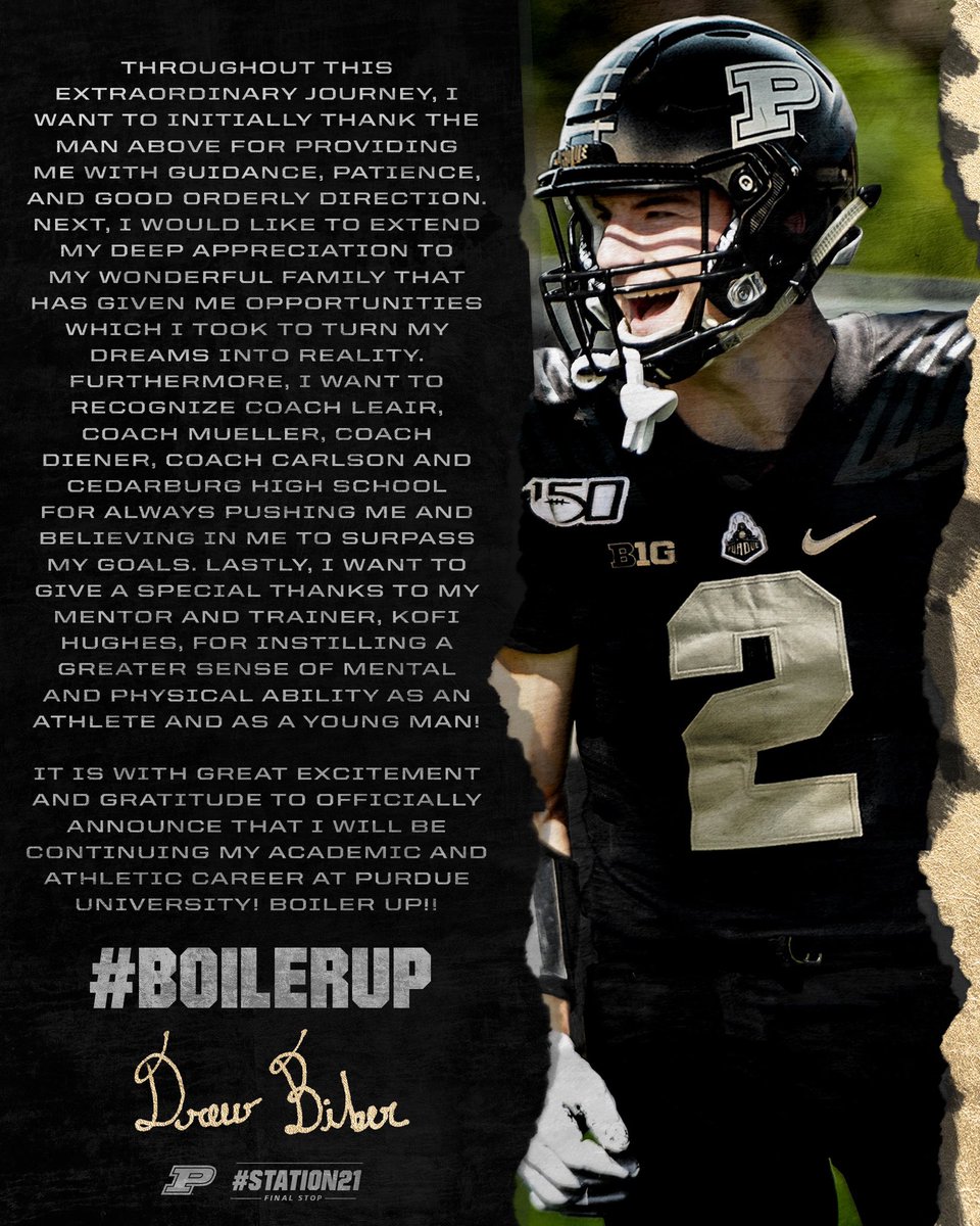 2021 3* TE Drew Biber Commits to Purdue : r/CFB