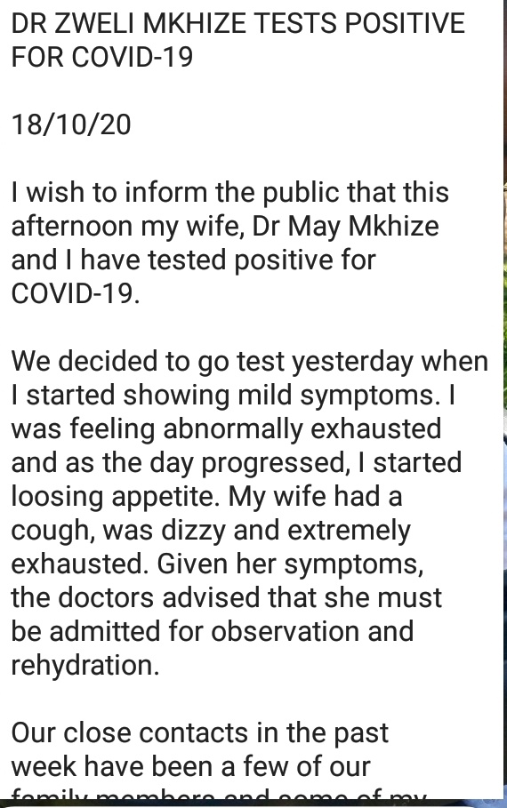 ZweliMkhize Health Minister Dr Zweli Mkhize and his wife Dr May Mkhize ...