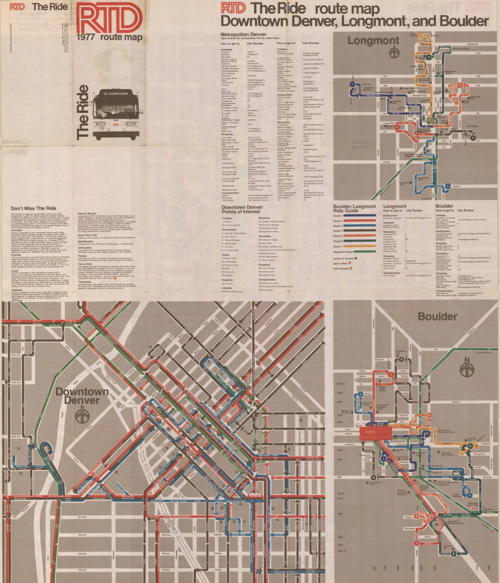 Transit Maps: Historical Map: Denver RTD Bus Network, 1977, 40% OFF