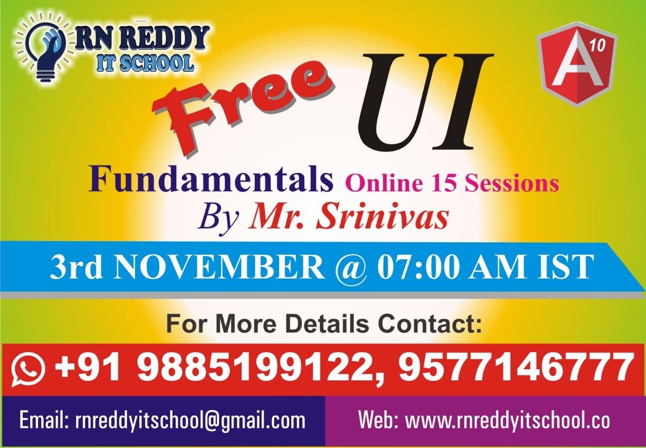 RN Reddy IT School on Twitter: "Free UI Fundamentals (15 Sessions) Angular 10 *From Novmber 3rd ...