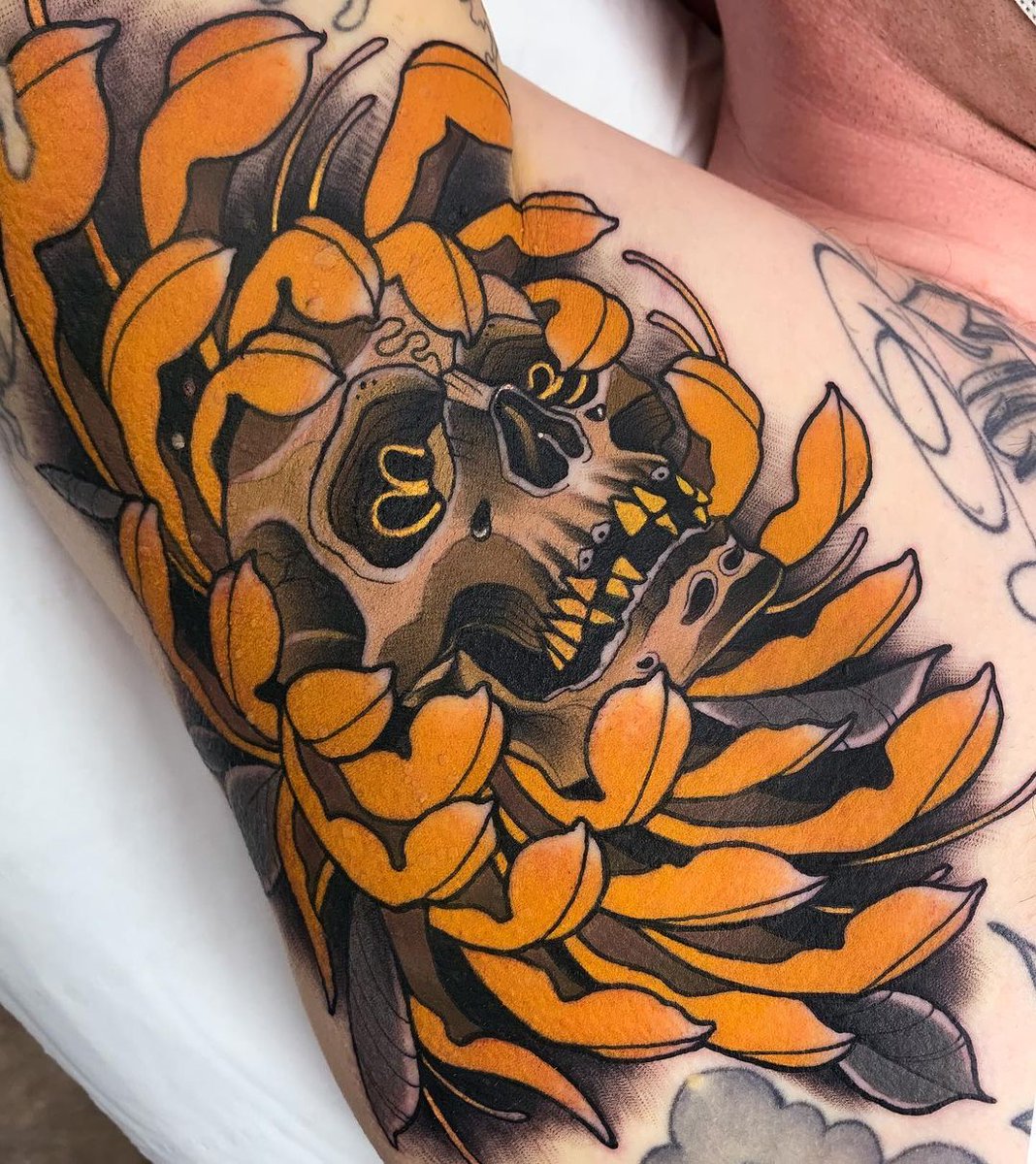 Neo Traditional Skull Tattoo