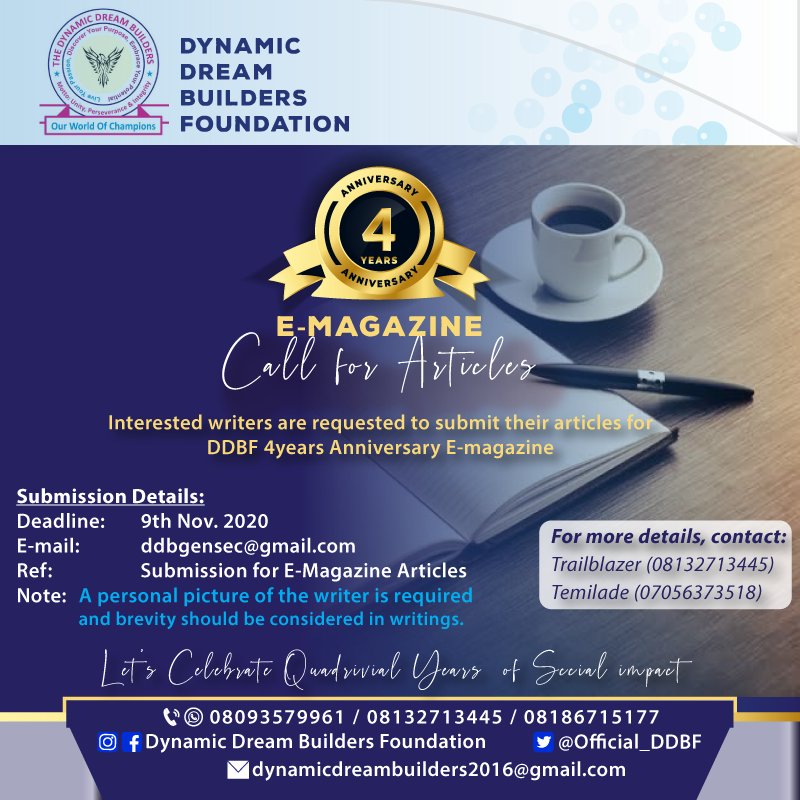 Dynamic Dream Builders Foundation on Twitter: "In course of embellishing the FOURTH year ...