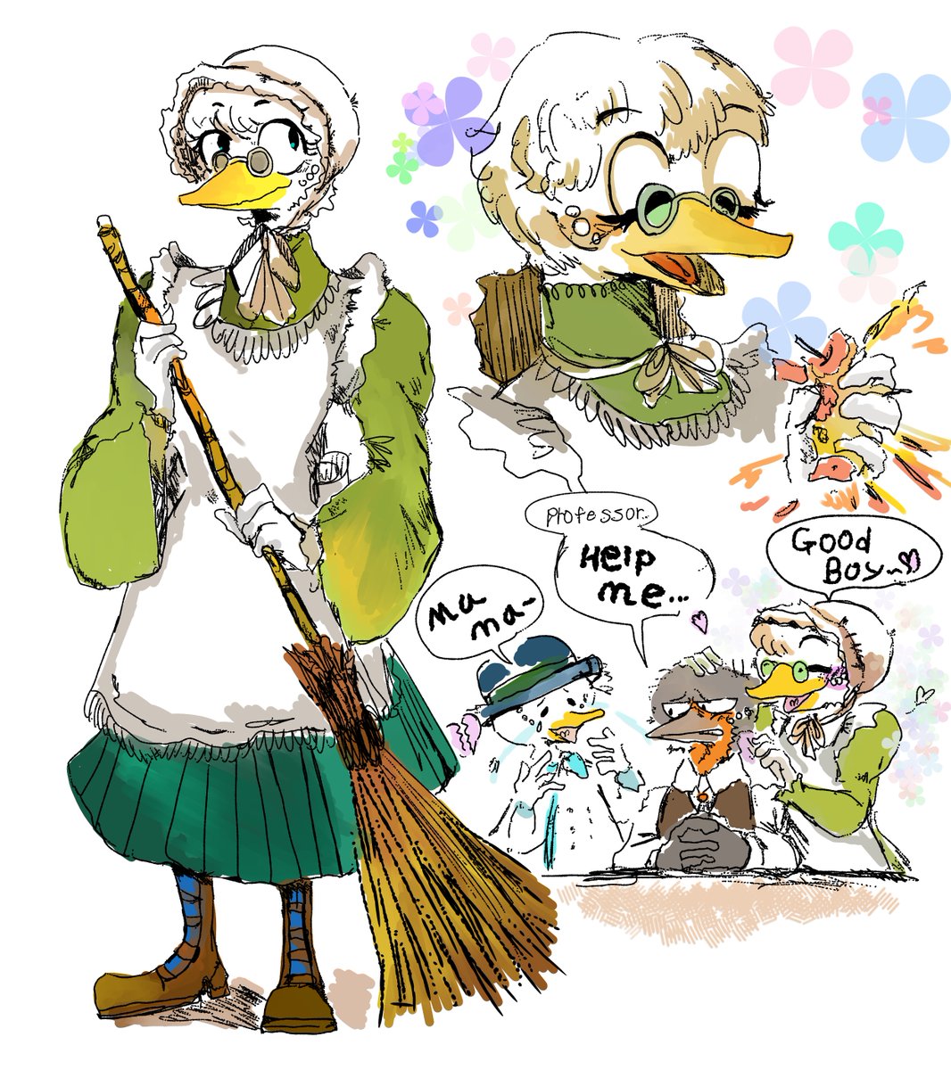 イラスト #オリキャラ ダックママ夫人 Mrs. DuckMama The wife of Professor Du」🌸 片道 美春 ...