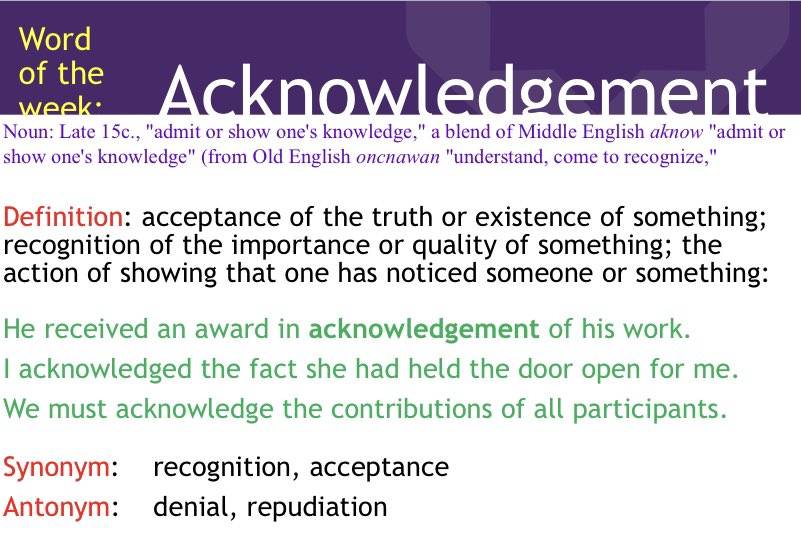 Acknowledgement Word