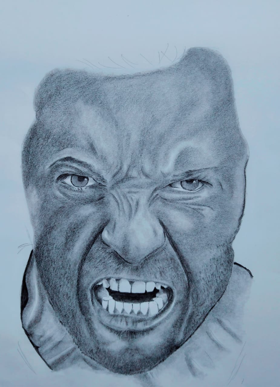 Angry Man Face Sketch