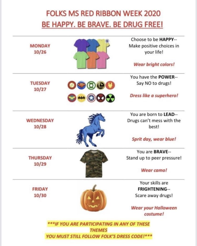 Dr. John Folks MS on Twitter: "Stallions this week is Red Ribbon Week ...