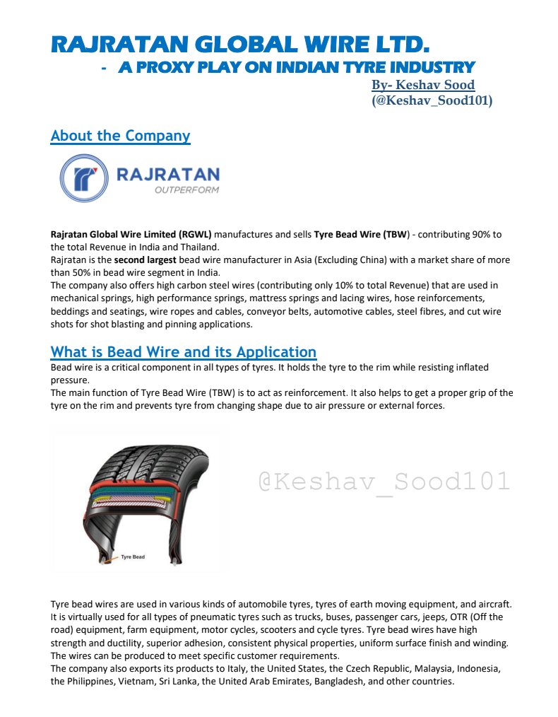 Rajratan Global - Focused Tyre Beadwire Company - Stock Opportunities ...