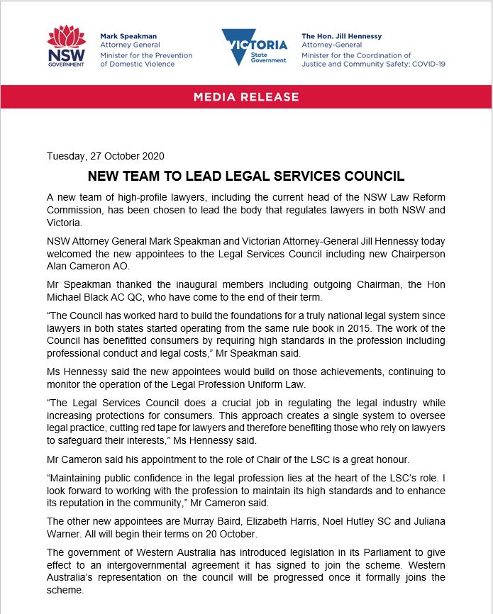 Media Releases – Page 13 – Mark Speakman