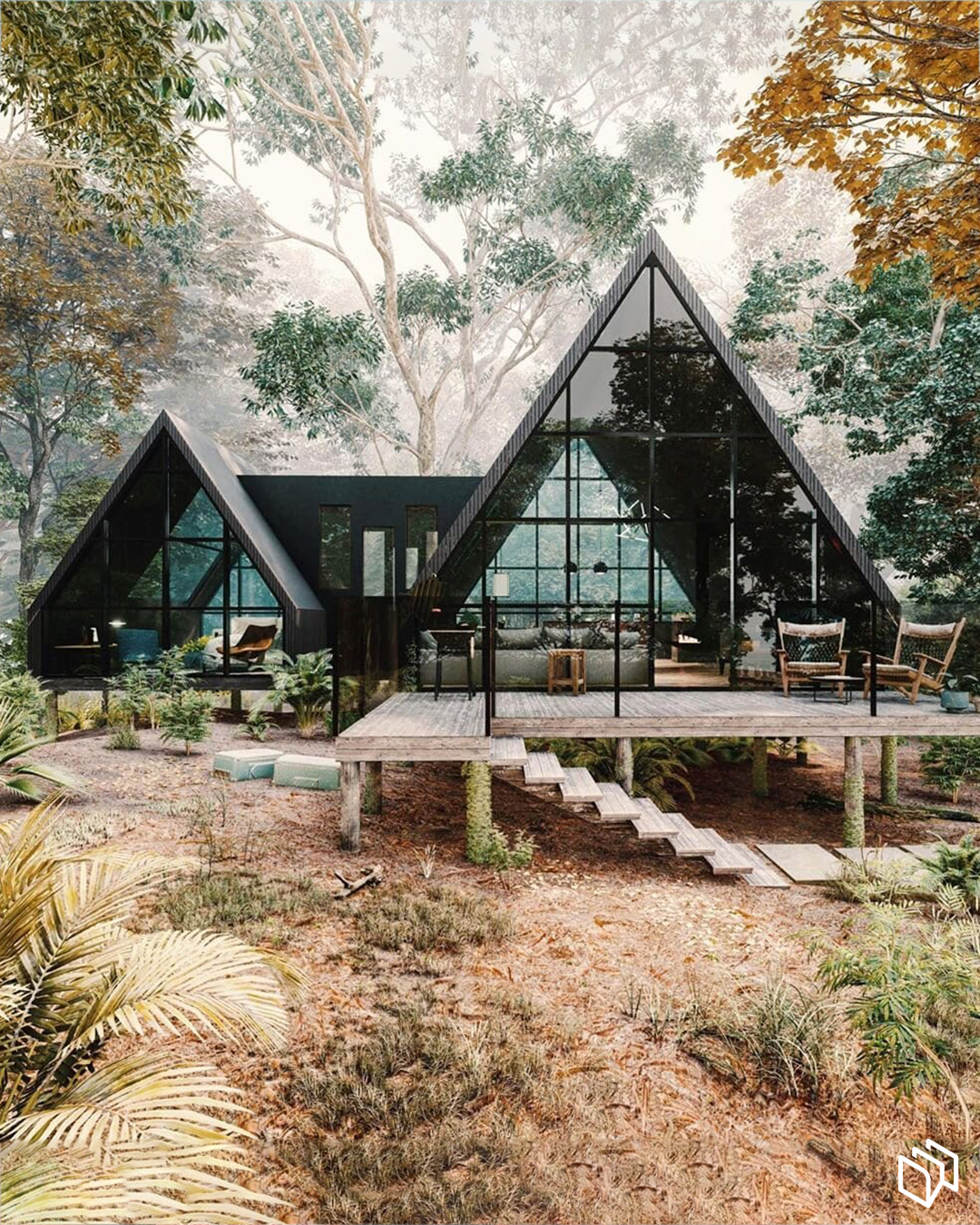 Double A Frame Cabin With Roof