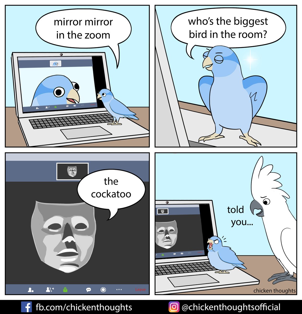 「Day 27: Cockatoo / Mirror #birbtober #comictober2020 --- Th」Chicken ...