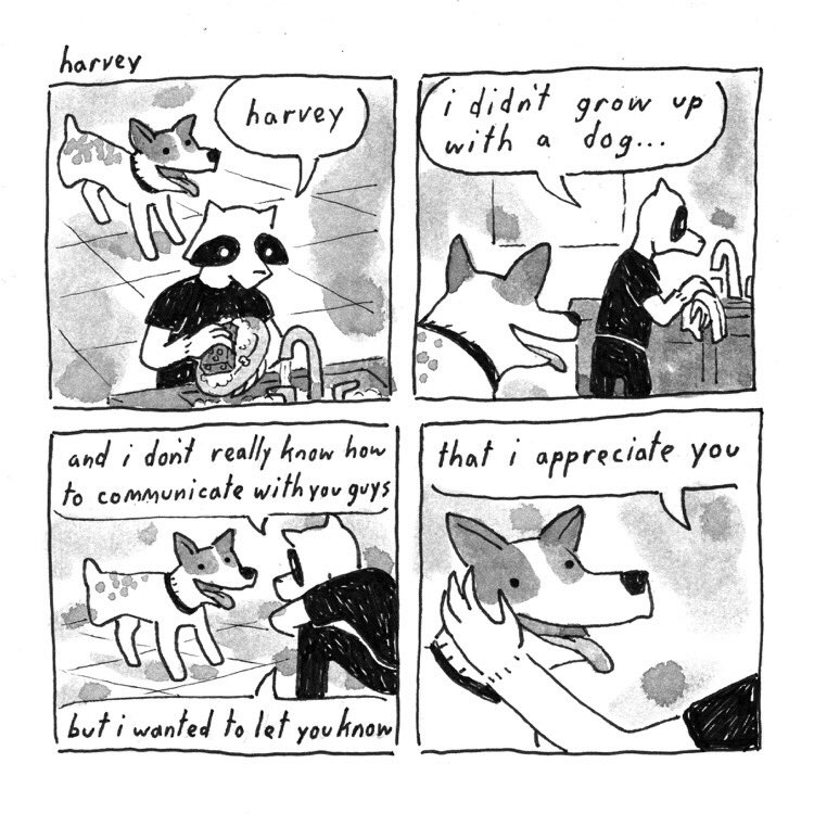 「spent a couple of days with harvey the three-legged dog 」alex krokusの漫画