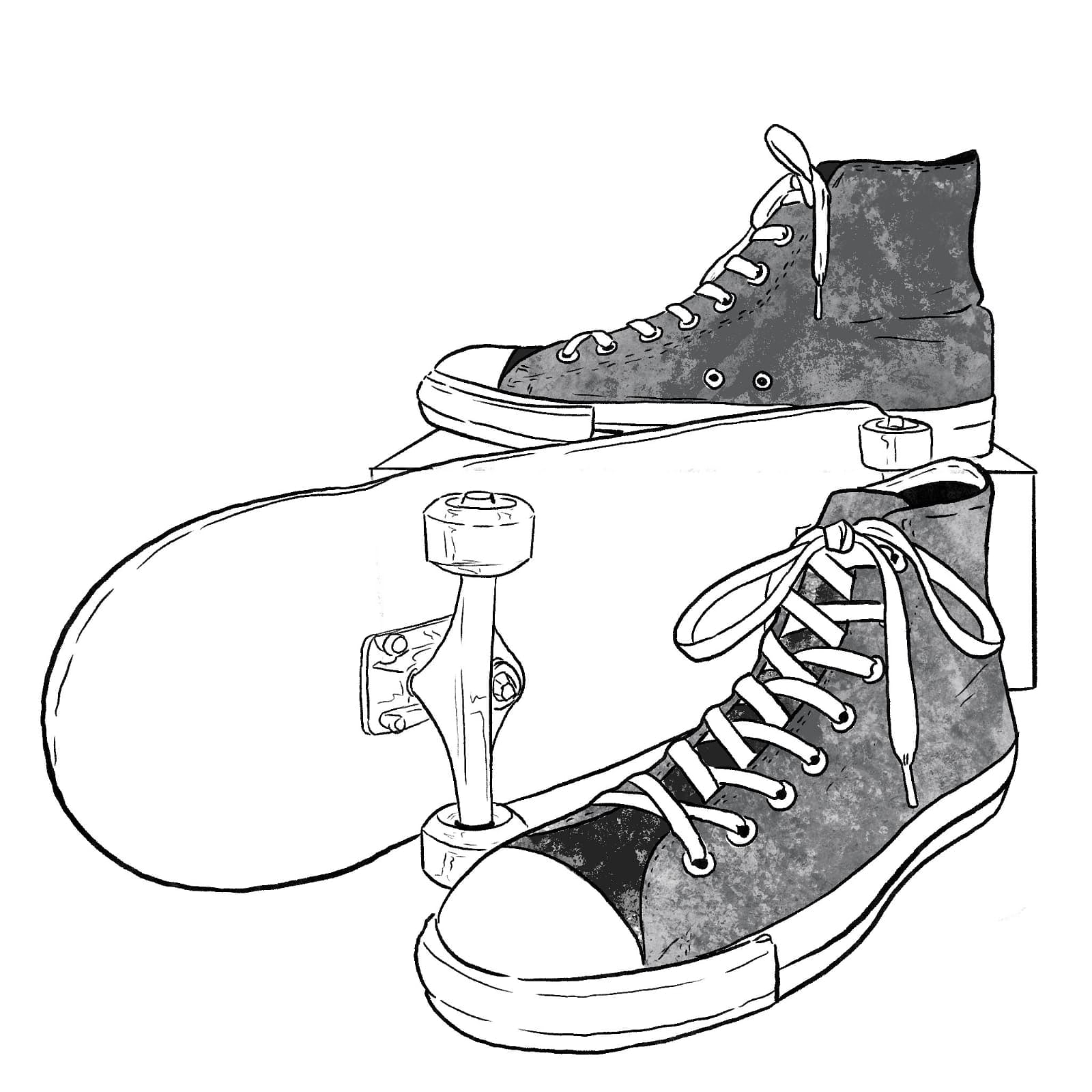 Hanging Converse Shoes Drawing