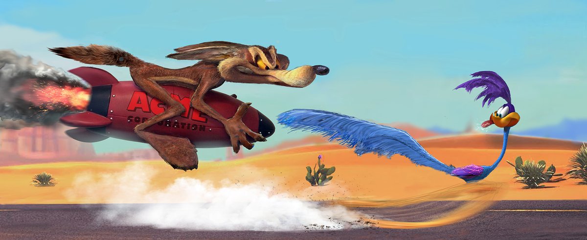 Wily Coyote Chasing Road Runner