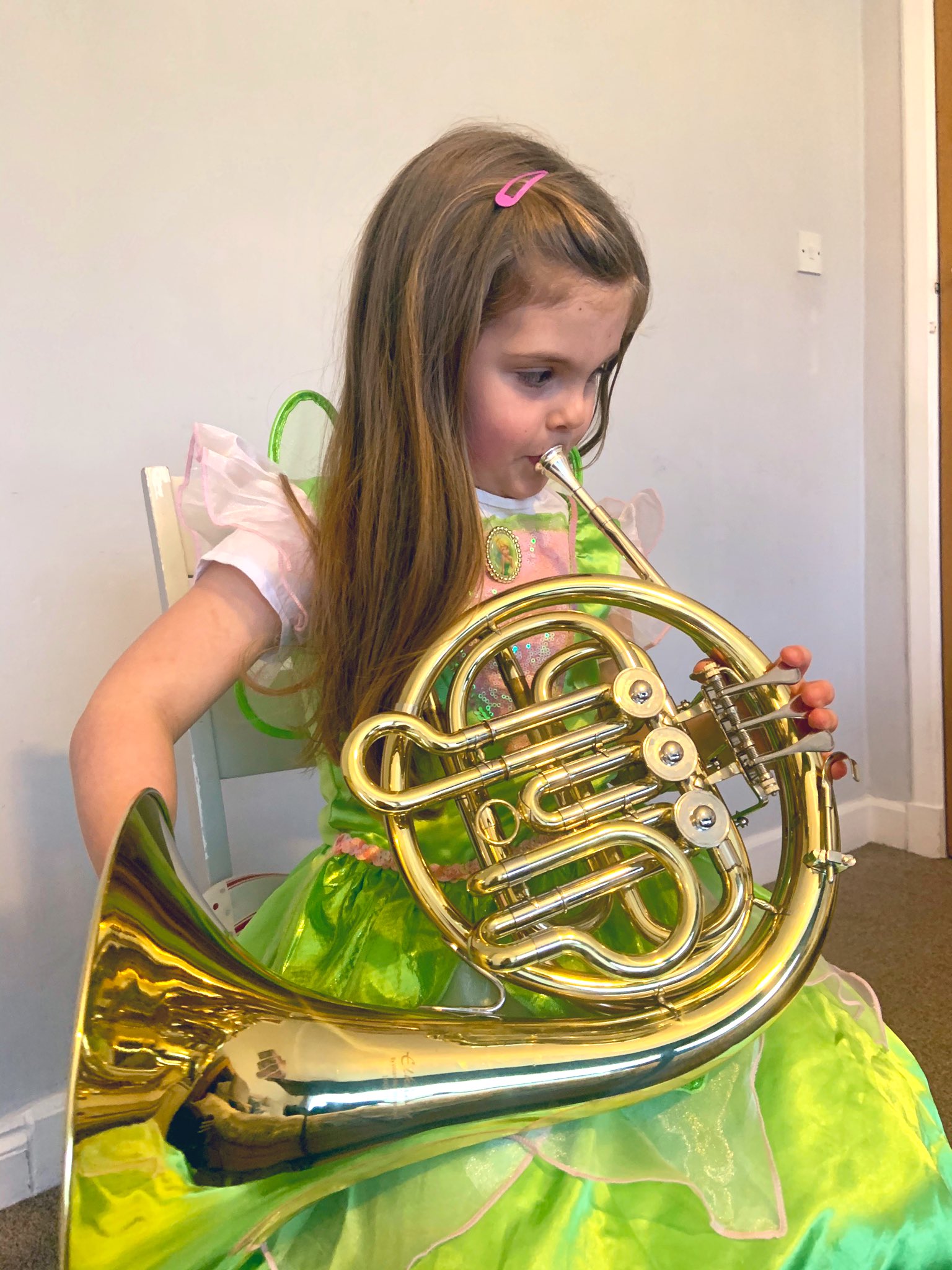 Kid Playing French Horn