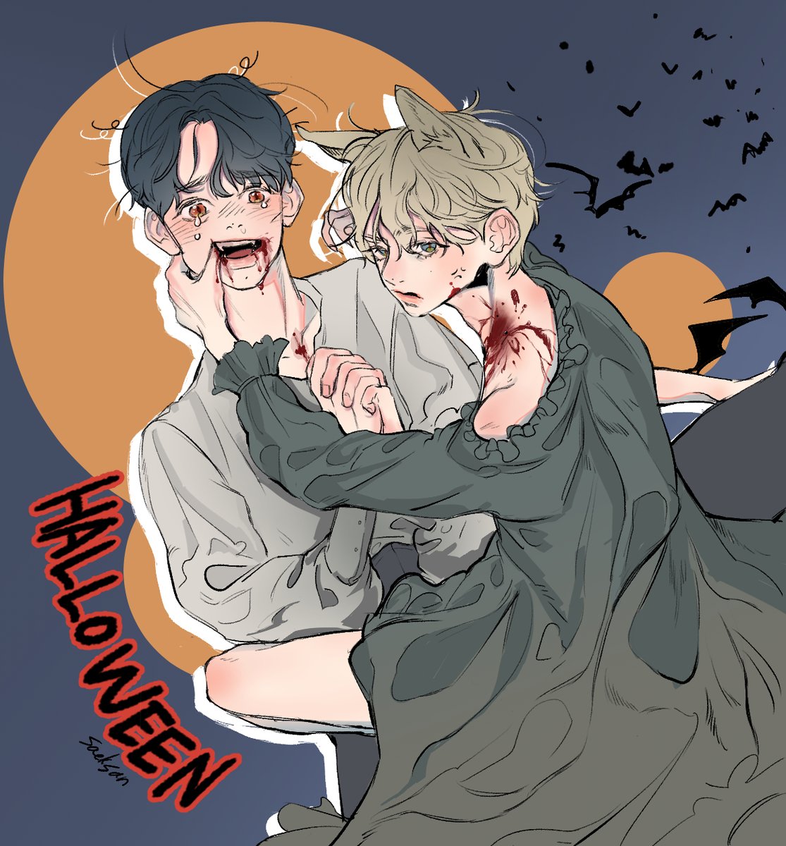 색산 on Twitter: "푸하하항 ! 느린 할로윈 푸하하항~! 유혈주의!!! #국뷔 #kookv #kv…