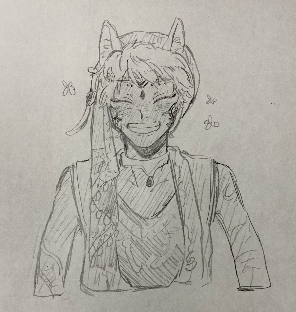 「ヨランダさん(@hanada__12 )の創作キャラをおかりしました〜〜!! ペン失くしたのでアナログでごめんなさい〜〜」文次郎の漫画