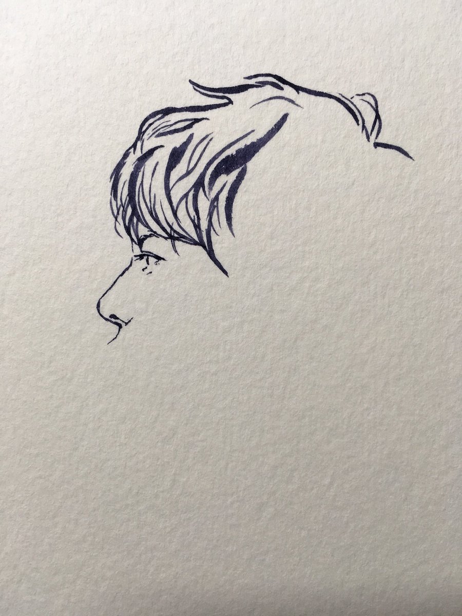 皆さん線画と塗った後を見せてください これは筆で線で描いてから、最後に面を薄く乗せた 」y.ganpukuの漫画