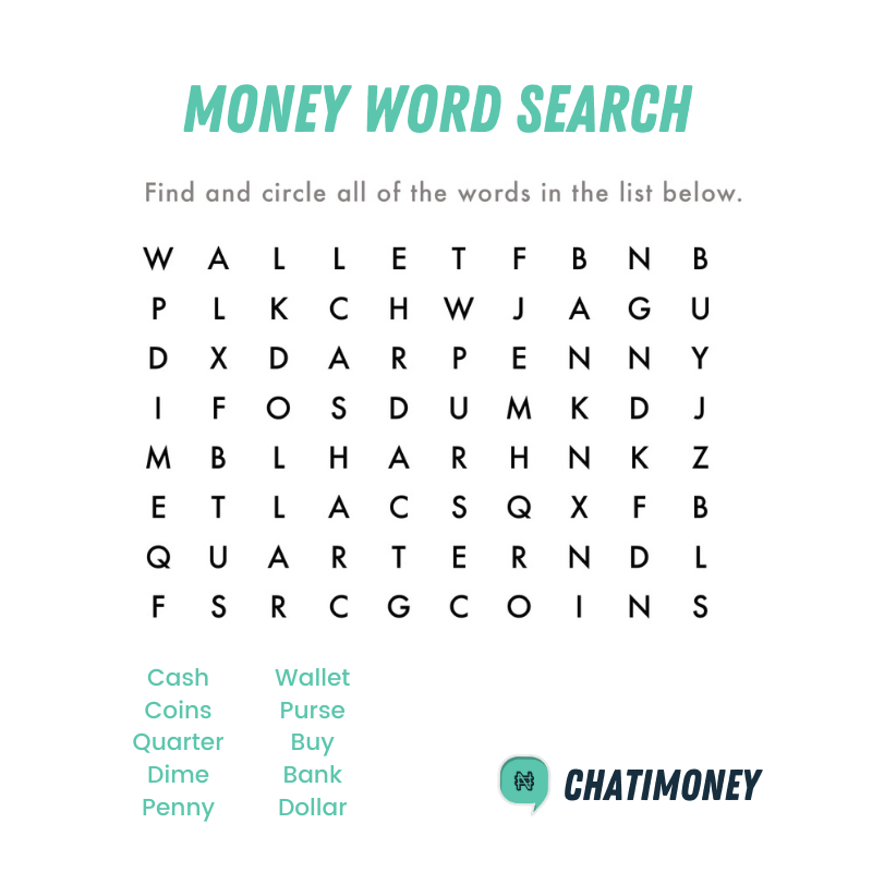 Word Search About Money