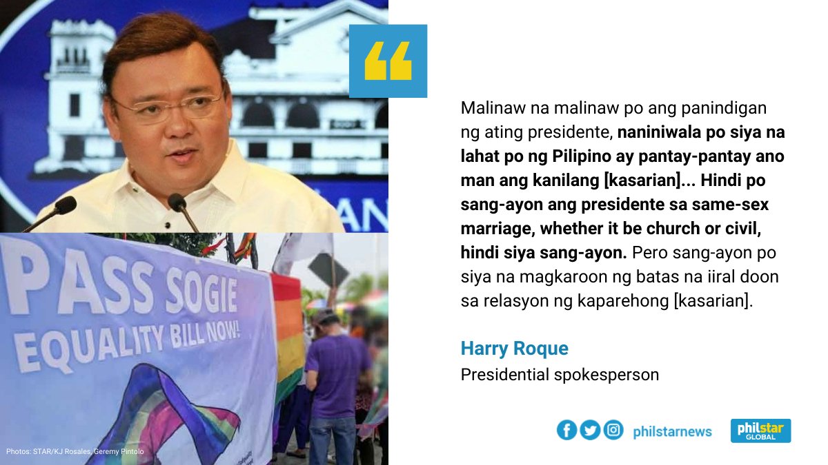 On Twitter Palace Spokesman Harry Roque Said That