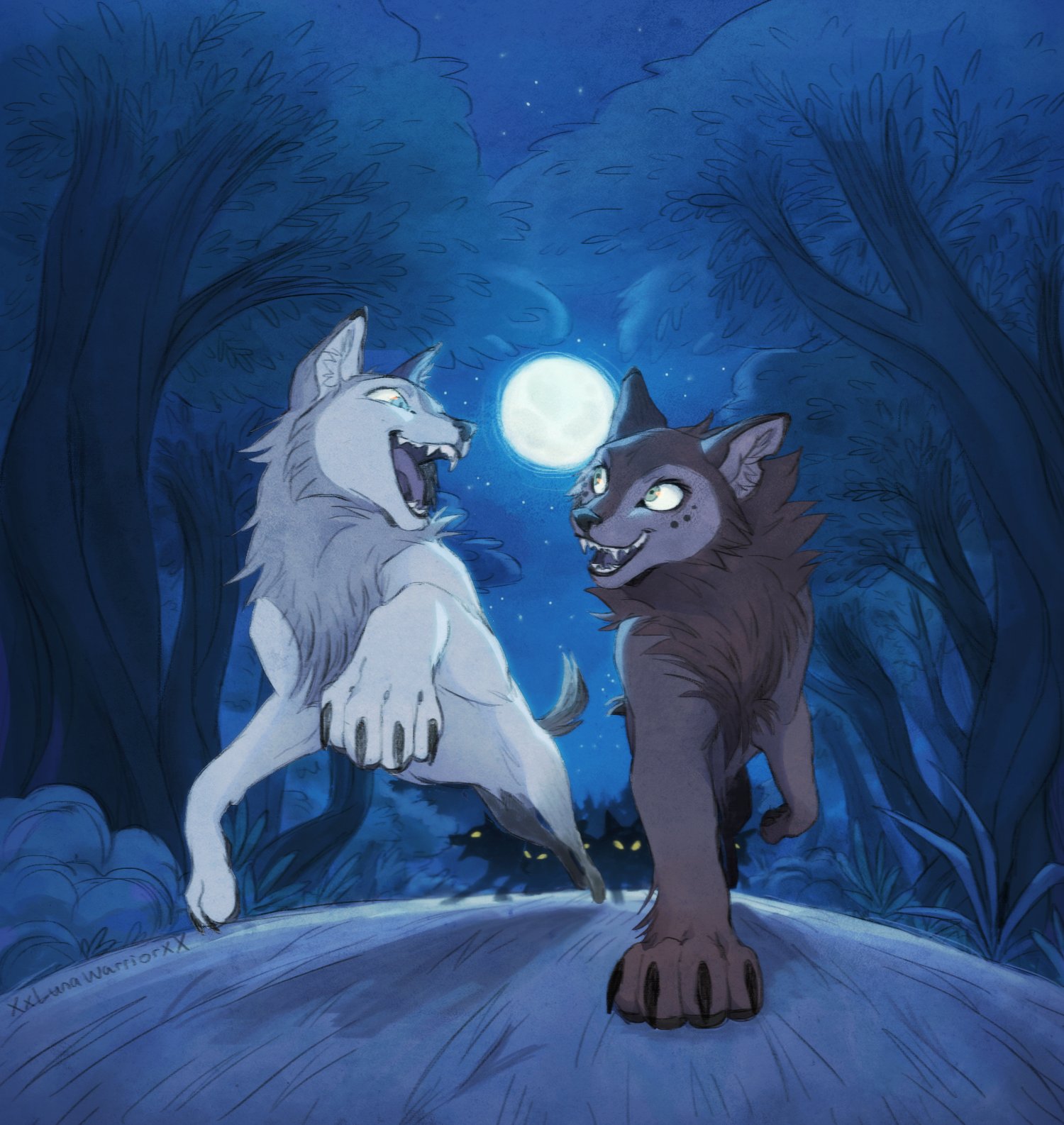 Anime Wolves Fighting