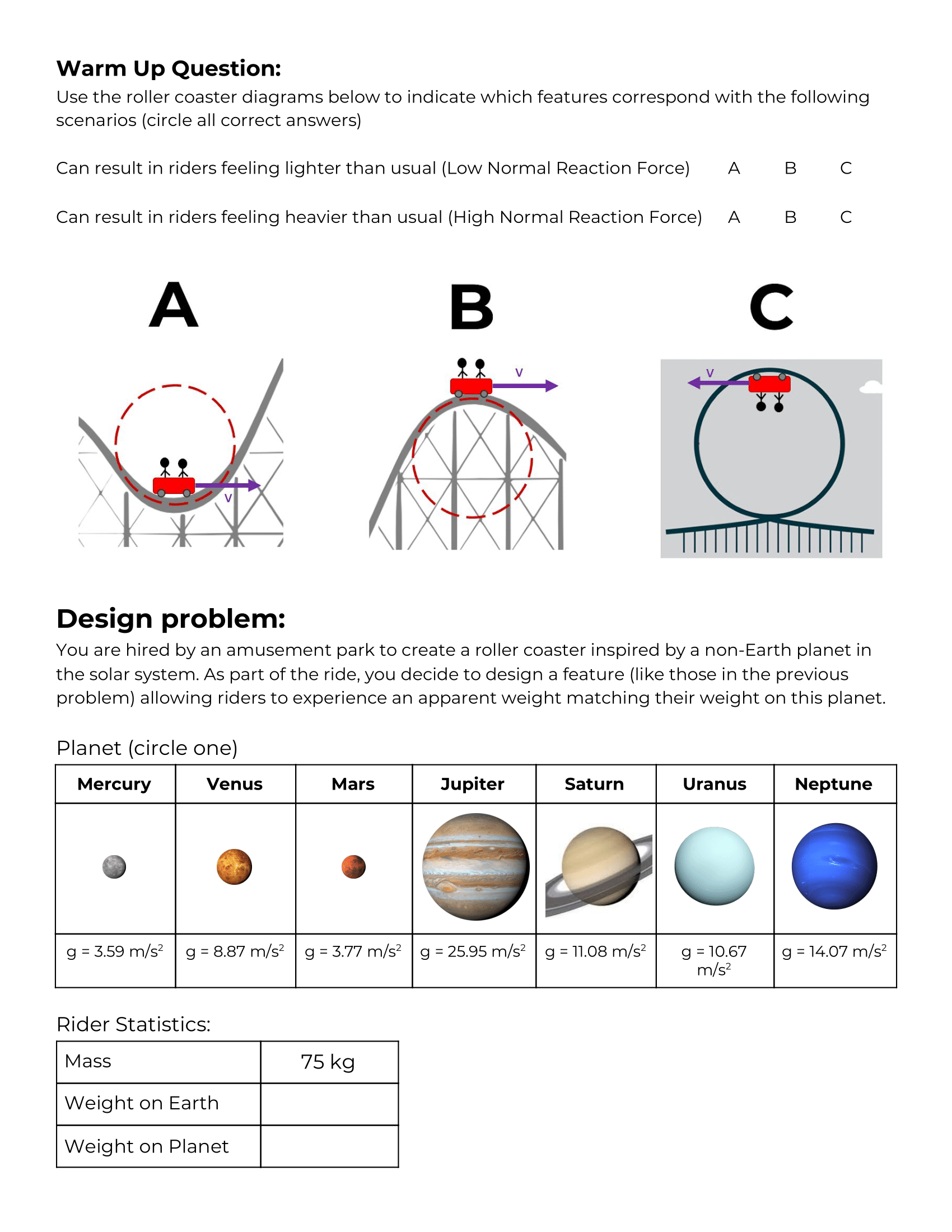 Circular Motion Planets
