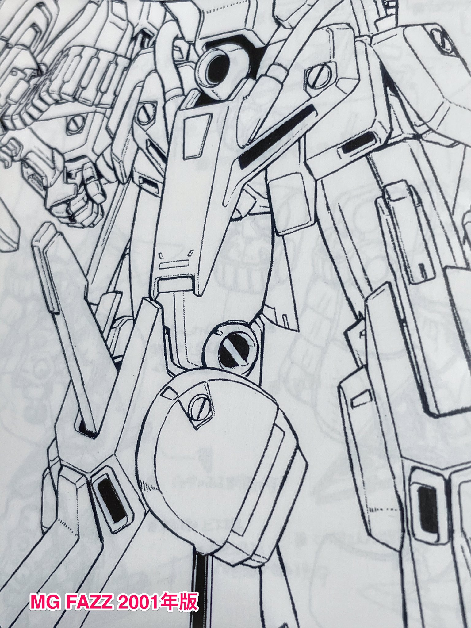 えーてる on Twitter: "MG FAZZ Ver.Ka と、2001年に出たMG FAZZの画稿を見比べていると、2001年版は膝関節がマルイチモールドだったことに気が付きました ...