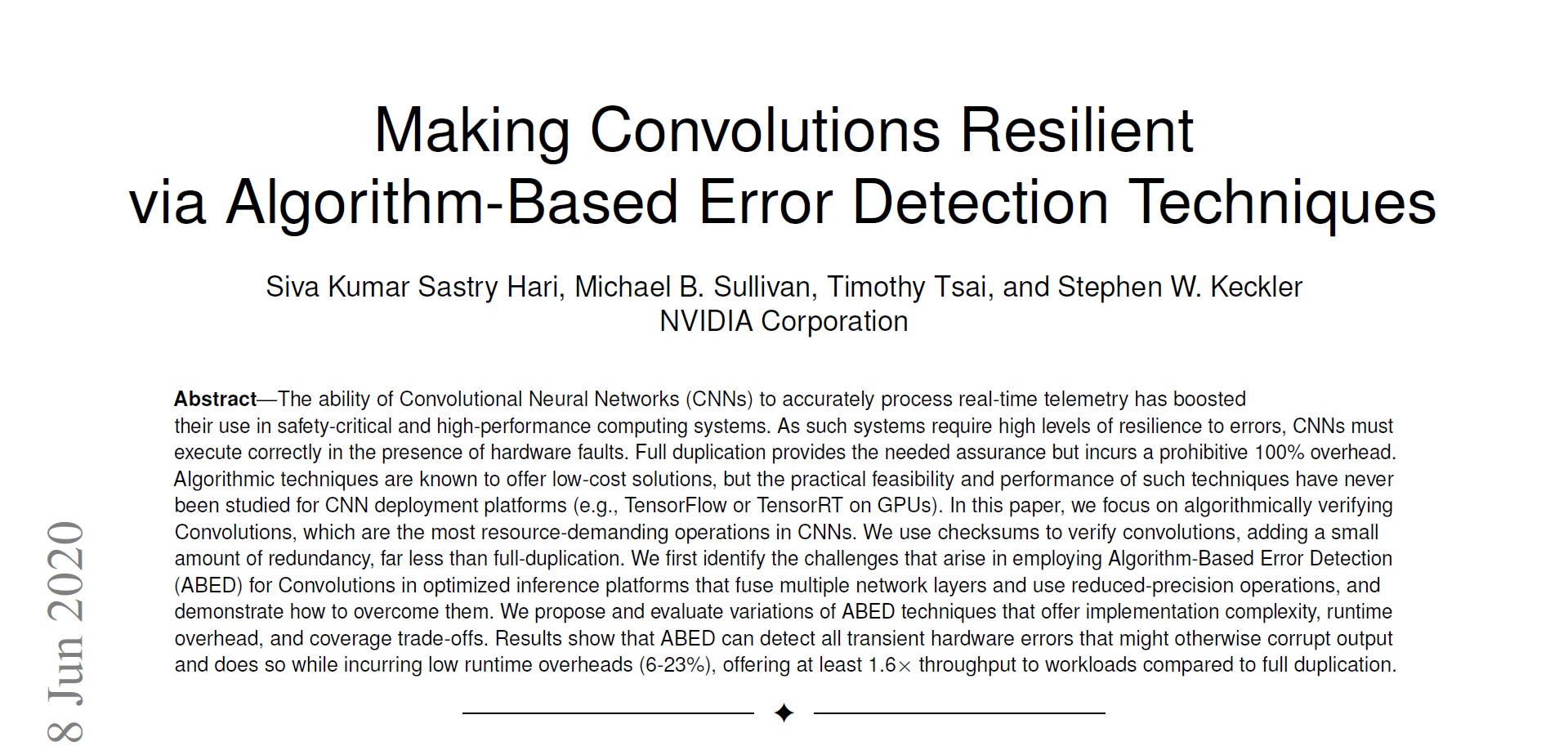 OGAWA, Tadashi on Twitter: "=> "Making Convolutions Resilient via Algorithm-Based Error ...