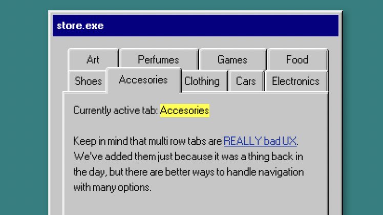 React95 on Twitter: "Multi row tabs are now supported in React95. Terrible UX, much swag 🤦‍♂️ ...